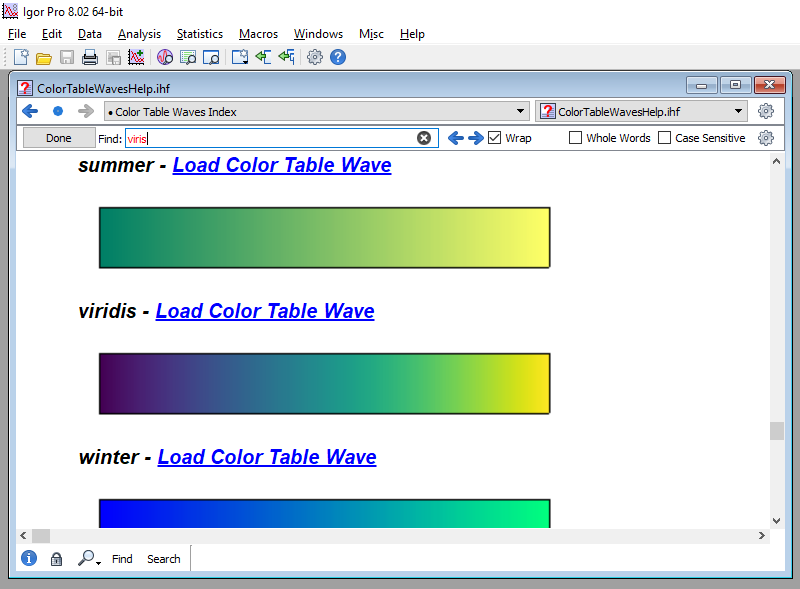 Viridis in Igor (and other custom color maps) | Igor Pro by WaveMetrics